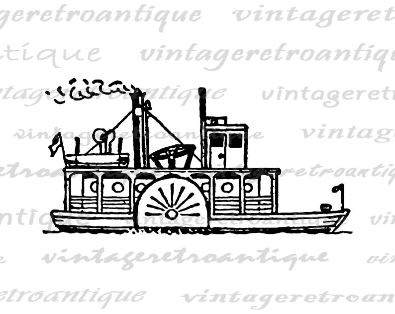 Steamboat Digital Image Graphic Boat Printable Download - Etsy