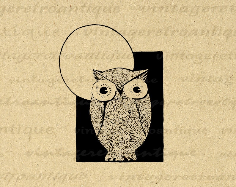 Vintage Owl Graphic Printable Image Owl Artwork Digital Bird Artwork ...