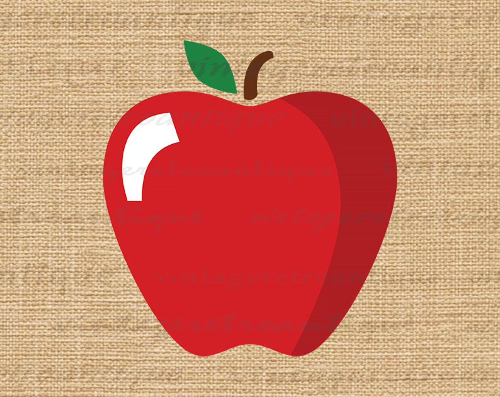 Digital Printable Red Apple Illustration Image Graphic Artwork Fruit ...