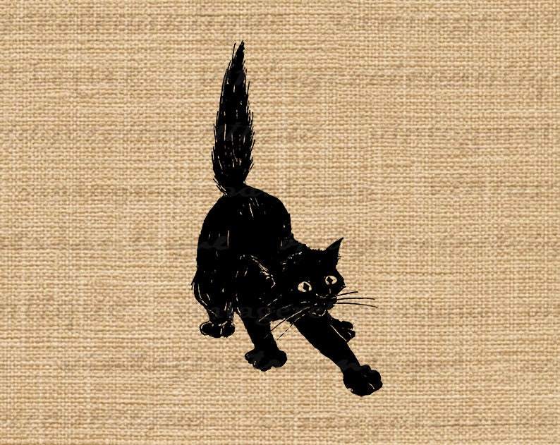 Printable Black Cat Digital Image Graphic Download Artwork - Etsy