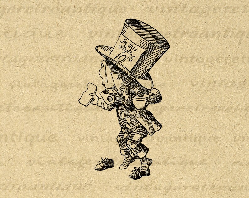 Digital the Mad Hatter Alice in Wonderland Printable Image Download ...