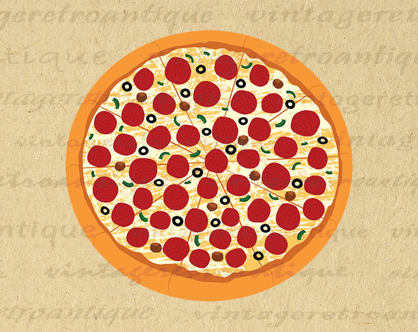 Printable Graphic Pizza Digital Illustration Download Image for ...