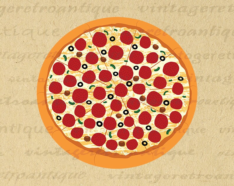 Printable Graphic Pizza Digital Illustration Download Image for ...