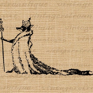 Digital Image Fox King Graphic Antique Illustration Download Printable ...