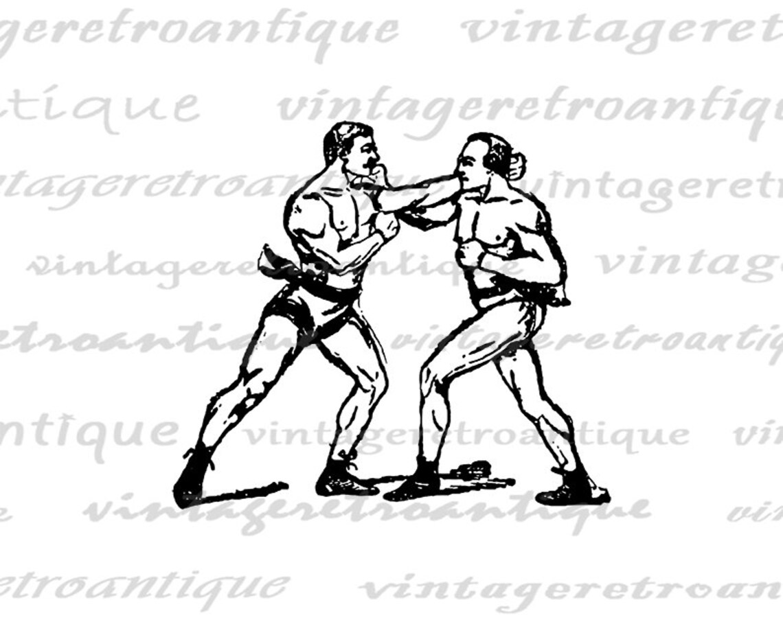 Printable Boxers Image Antique Artwork Download Boxing Graphic - Etsy