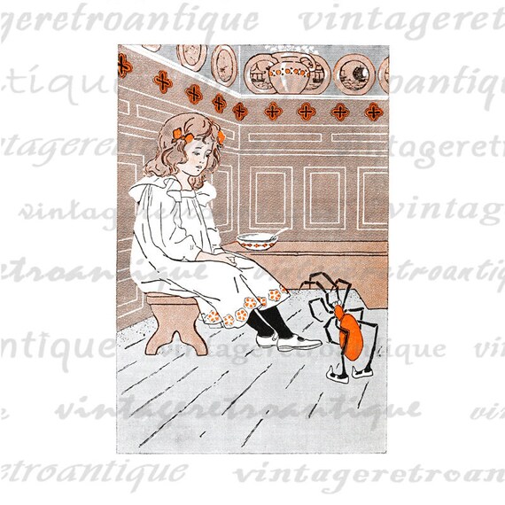 Items similar to Printable Graphic Little Miss Muffet Download Color ...