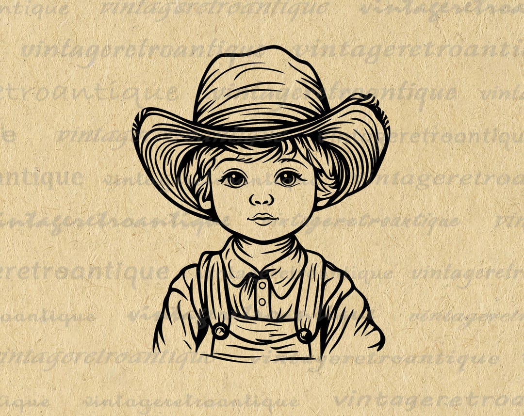 Adorable Cowboy Child Line Art Printable - Cute Country Boy ...