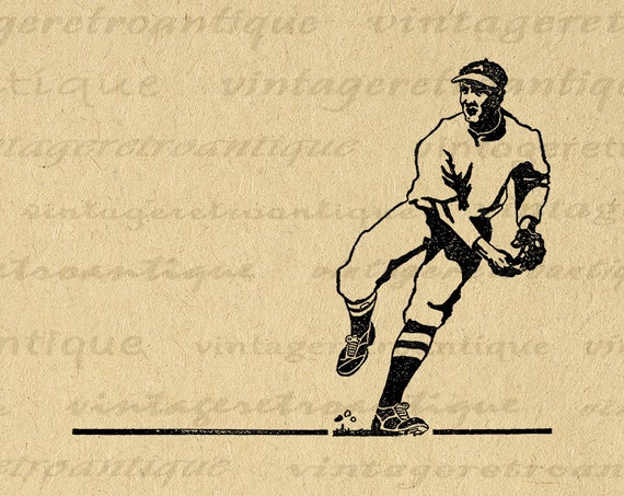 Antique Baseball Player Digital Graphic Download Printable | Etsy