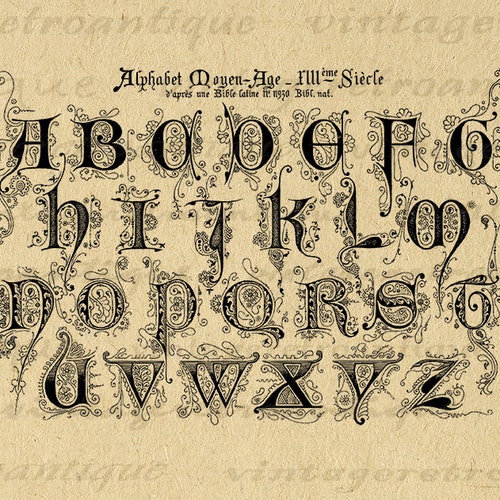 Printable Digital Fancy Elegant Antique Graphic Alphabet - Etsy