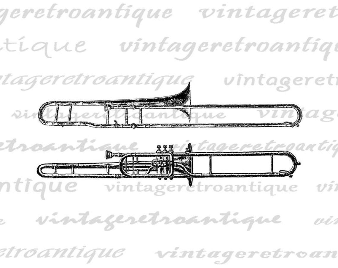 Printable Image Two Trombones Download Brass Instrument - Etsy