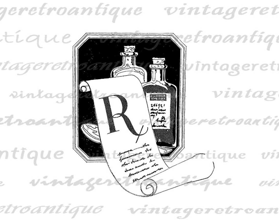 Printable Graphic Antique Medicine Digital Prescription Script | Etsy
