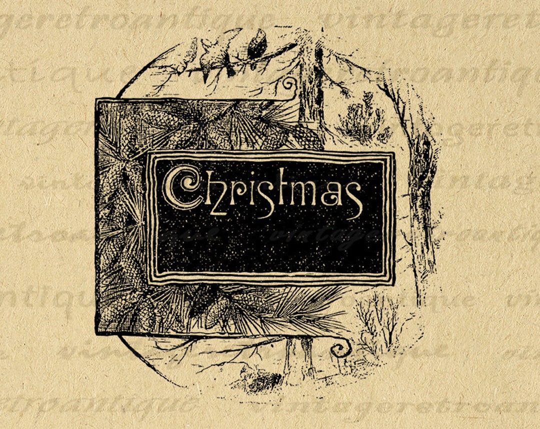 Printable Digital Christmas Text With Pine Needles Graphic Image ...