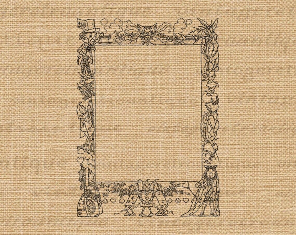 Printable Graphic Alice in Wonderland Border Digital Frame | Etsy
