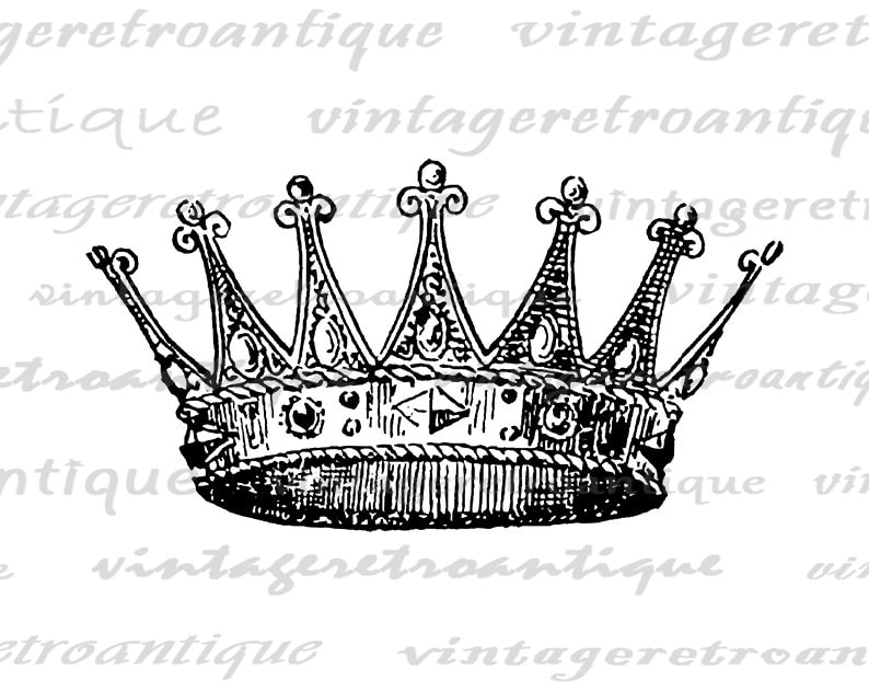Printable Image Crown Graphic Digital Download Artwork Vintage Crown ...