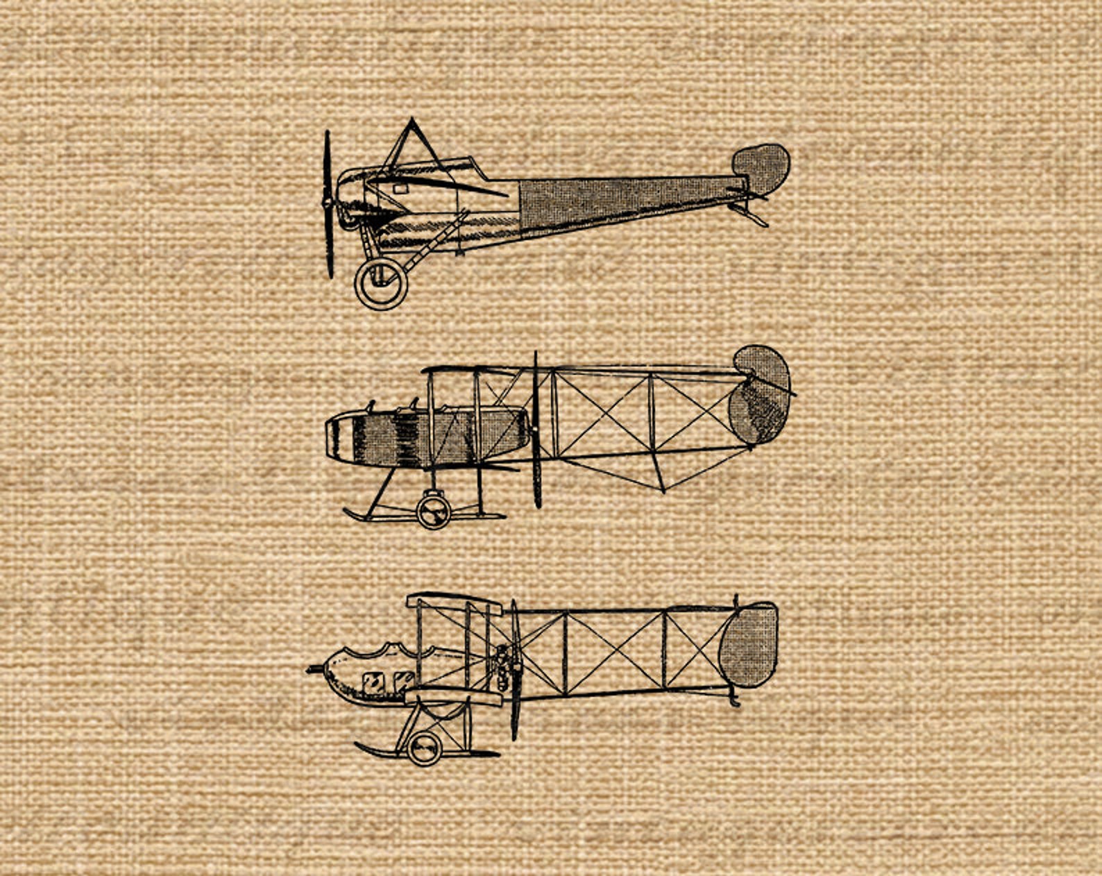 Three Airplanes Digital Printable Download Antique Plane Image - Etsy