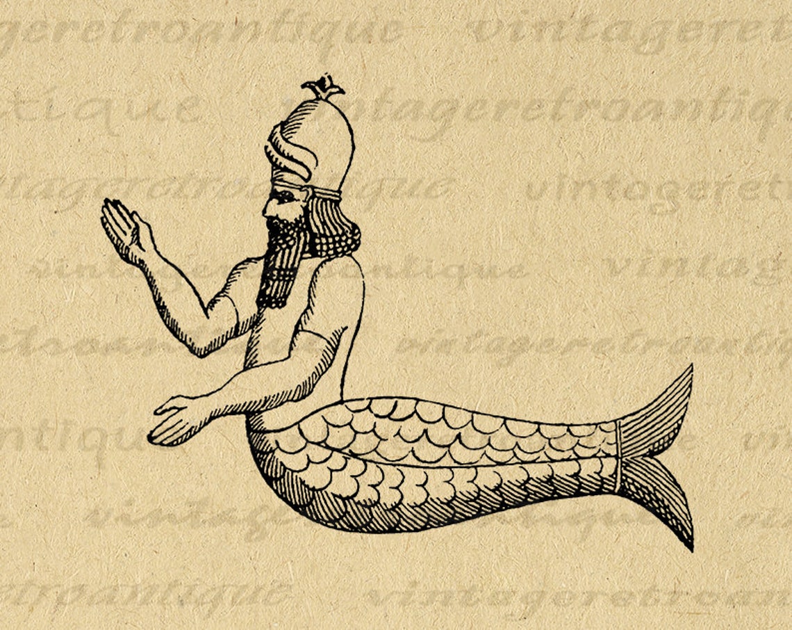 Mythical Merman Digital Printable Download Mermaid Graphic - Etsy