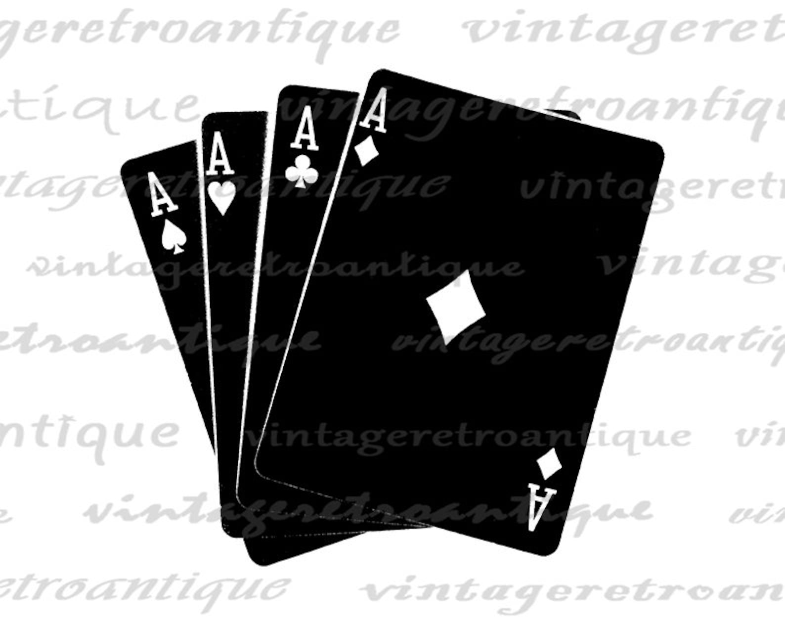 Four Aces Graphic Image Printable Poker Cards Illustration Digital ...