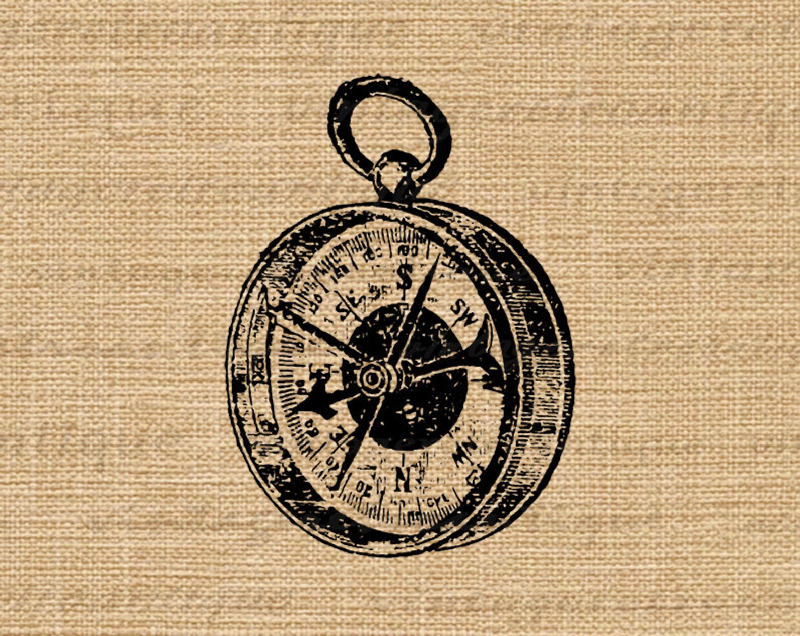 Antique Compass Printable Image Digital Compass Graphic - Etsy