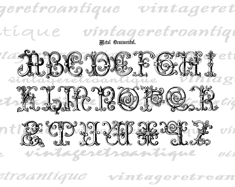 Antique Alphabet Printable Alphabet PNG Fancy Letters - Etsy UK