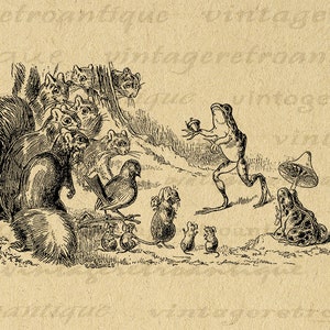 Printable Digital Forest Animals Frog With Acorn Squirrels - Etsy