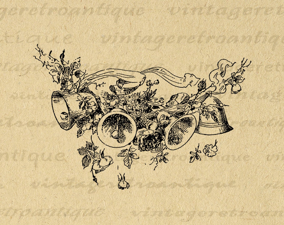 Digital Christmas Bells Image Graphic Printable Image Vintage ...