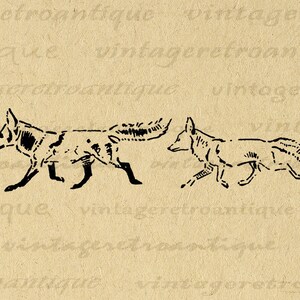 Running Foxes Graphic Digital Fox Image Cute Nursery Printable ...