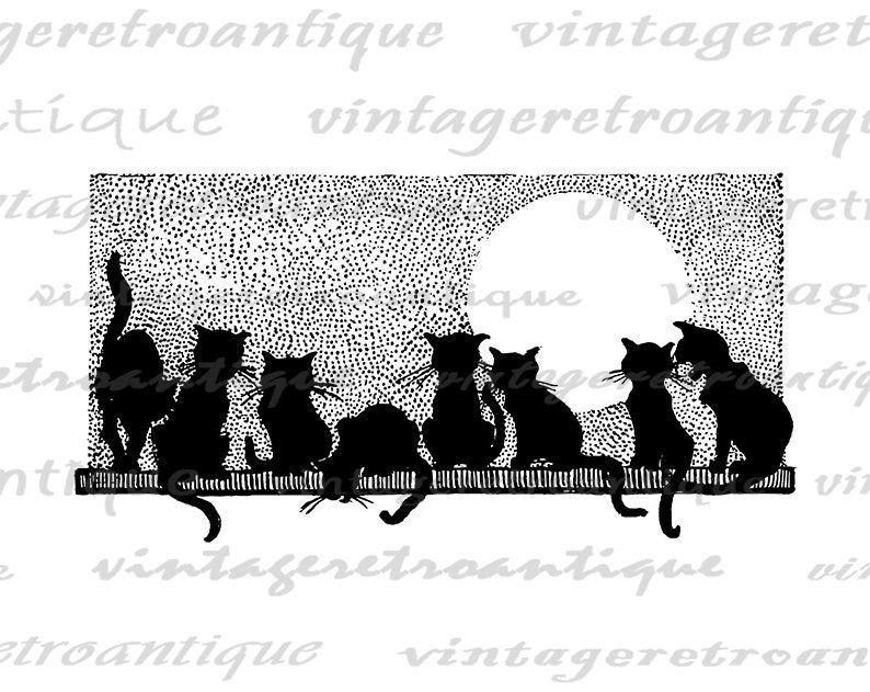 Printable Cats Graphic Image Cat Silhouette Digital Download ...
