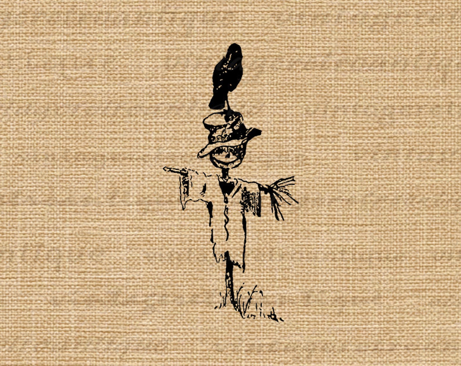Scarecrow Digital Image Printable Scare Crow Graphic Crow Bird Image ...