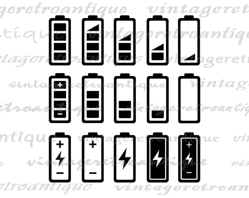 Printable Battery Icon Set Graphic Collage Sheet Digital Image - Etsy