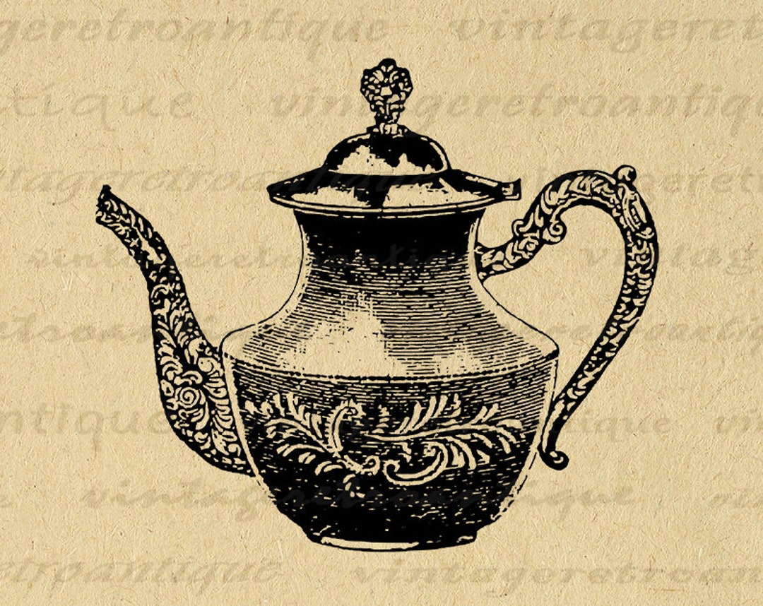 Printable Tea Pot Graphic Teapot Illustration Digital Image Download ...