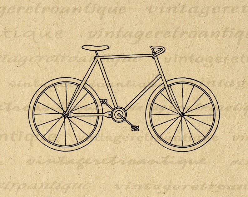 Antique Bicycle Image Digital Graphic Bike Illustration - Etsy