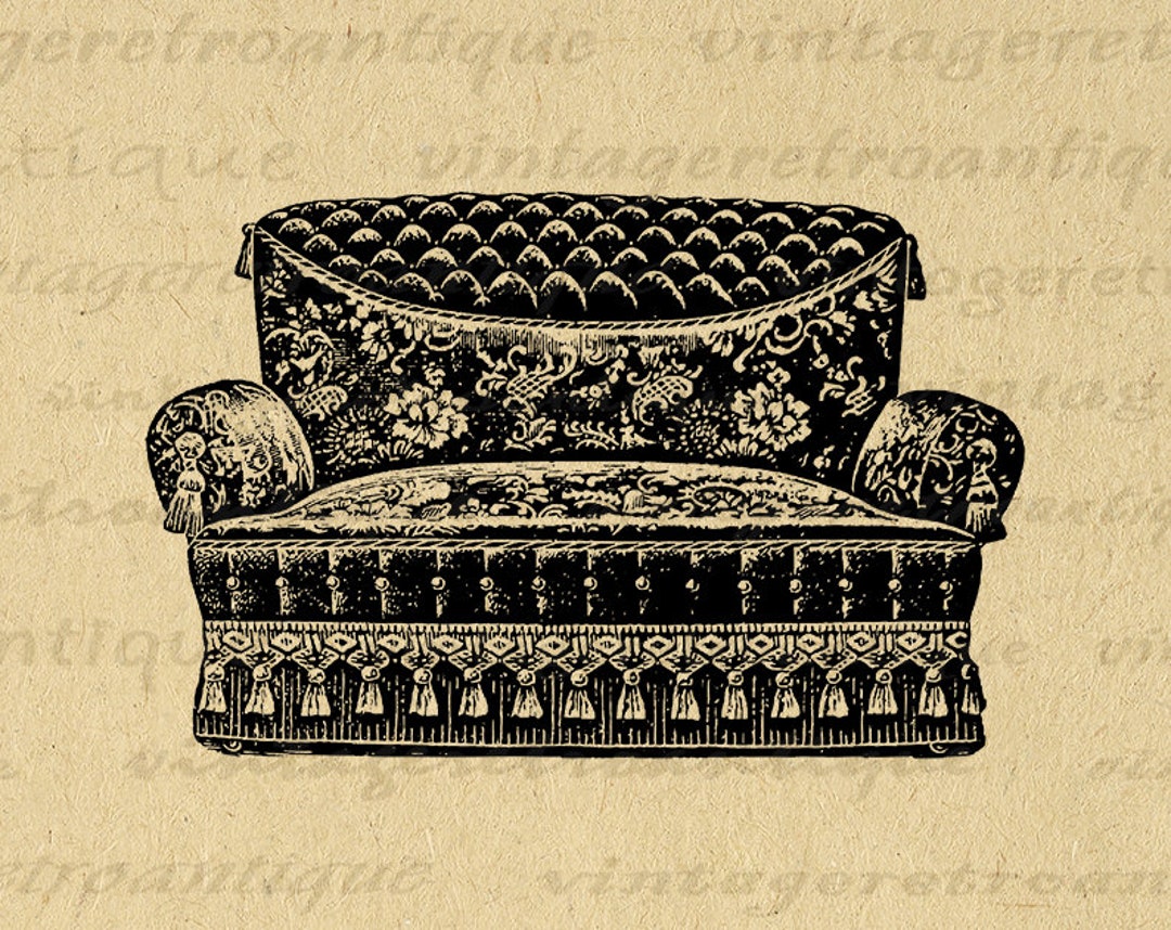 Antique Couch Graphic Printable Digital Furniture Image Download ...