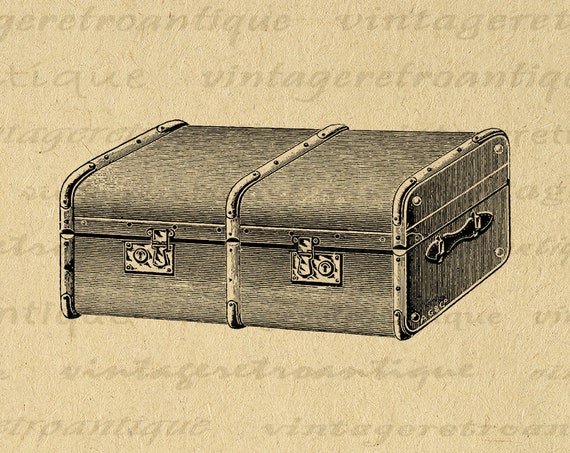 Antique Travel Trunk Digital Image Instant Download Antique | Etsy