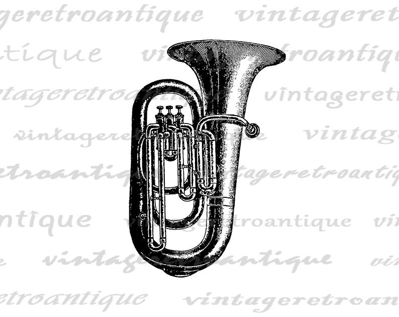 Printable Baritone Horn Digital Image Graphic Band Musical Instrument ...