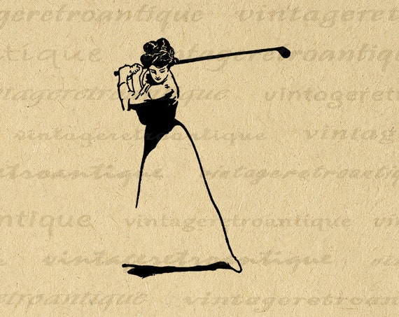 Golfing Lady Printable Digital Image Download Golf - Etsy