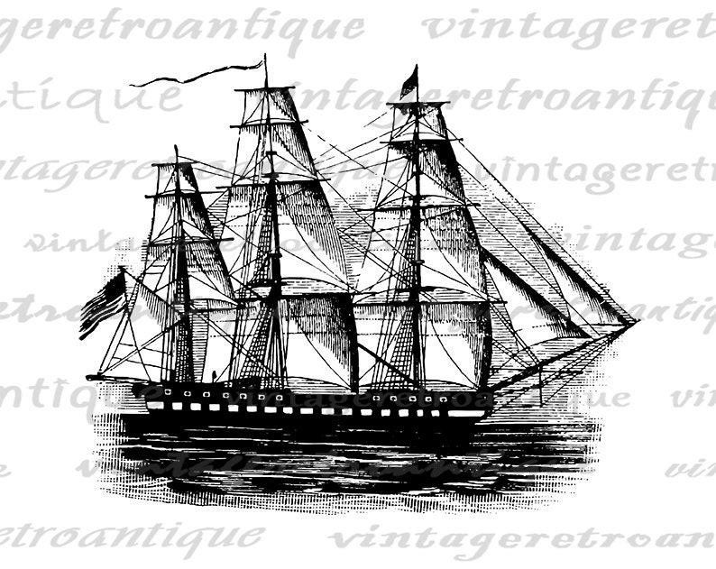 Printable Image Antique Ship Graphic Ocean Sea Digital Boat Download ...