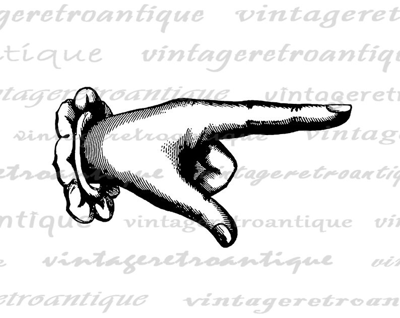 Digital Printable Finger Pointing Graphic Classic Pointing Hand Image ...