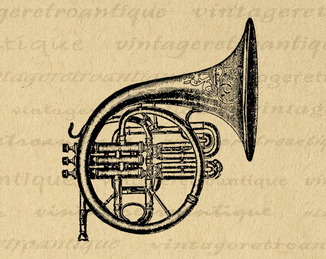 Printable French Horn Graphic Brass Musical Instrument Music | Etsy