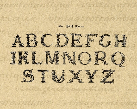 Printable Image Ornamental Alphabet Classic Floral Letter | Etsy