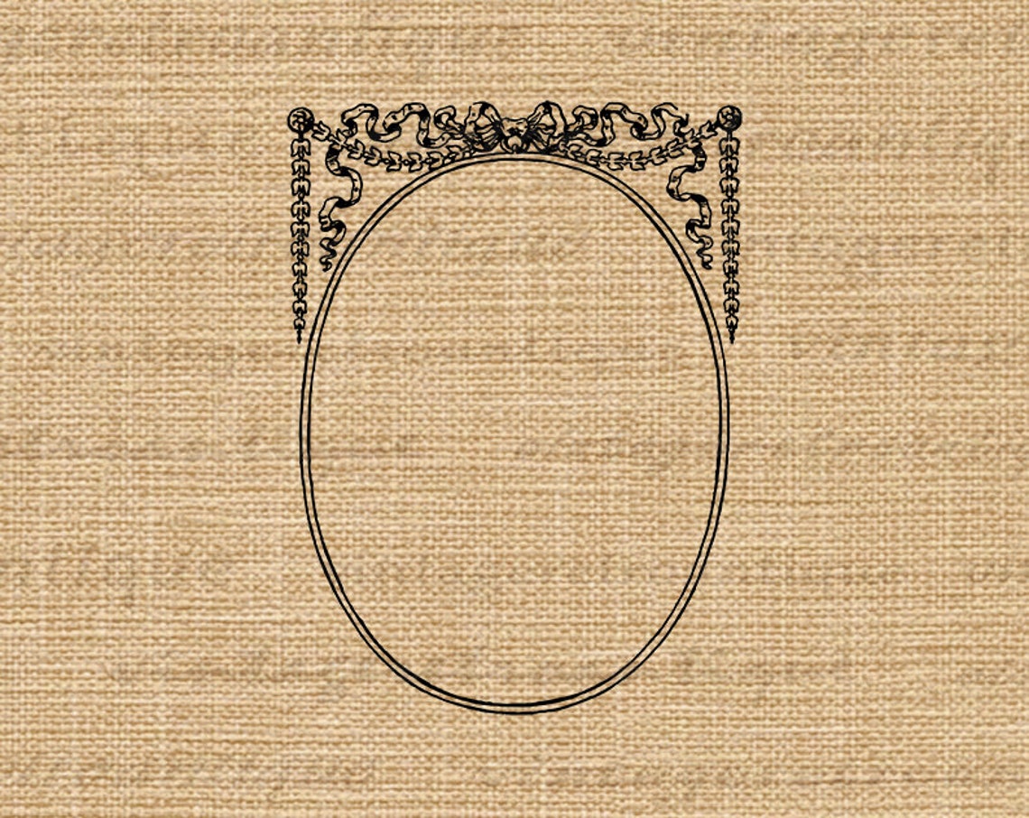 Digital Printable Oval Frame Ornament Ribbon Image Graphic - Etsy