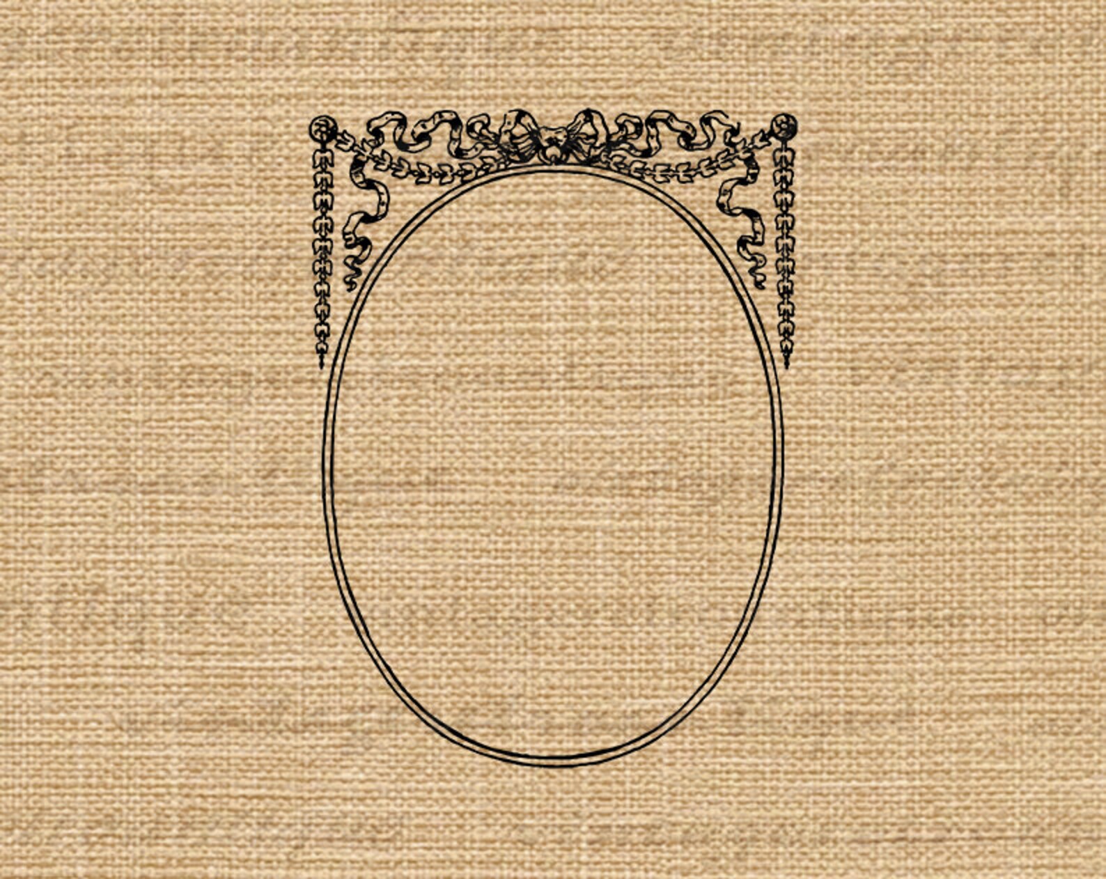 Digital Printable Oval Frame Ornament Ribbon Image Graphic - Etsy