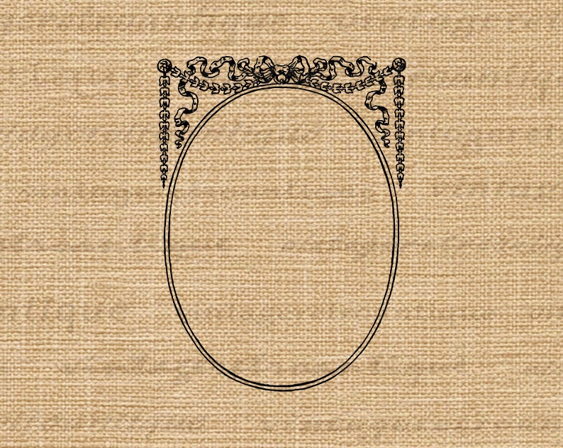 Digital Printable Oval Frame Ornament Ribbon Image Graphic - Etsy