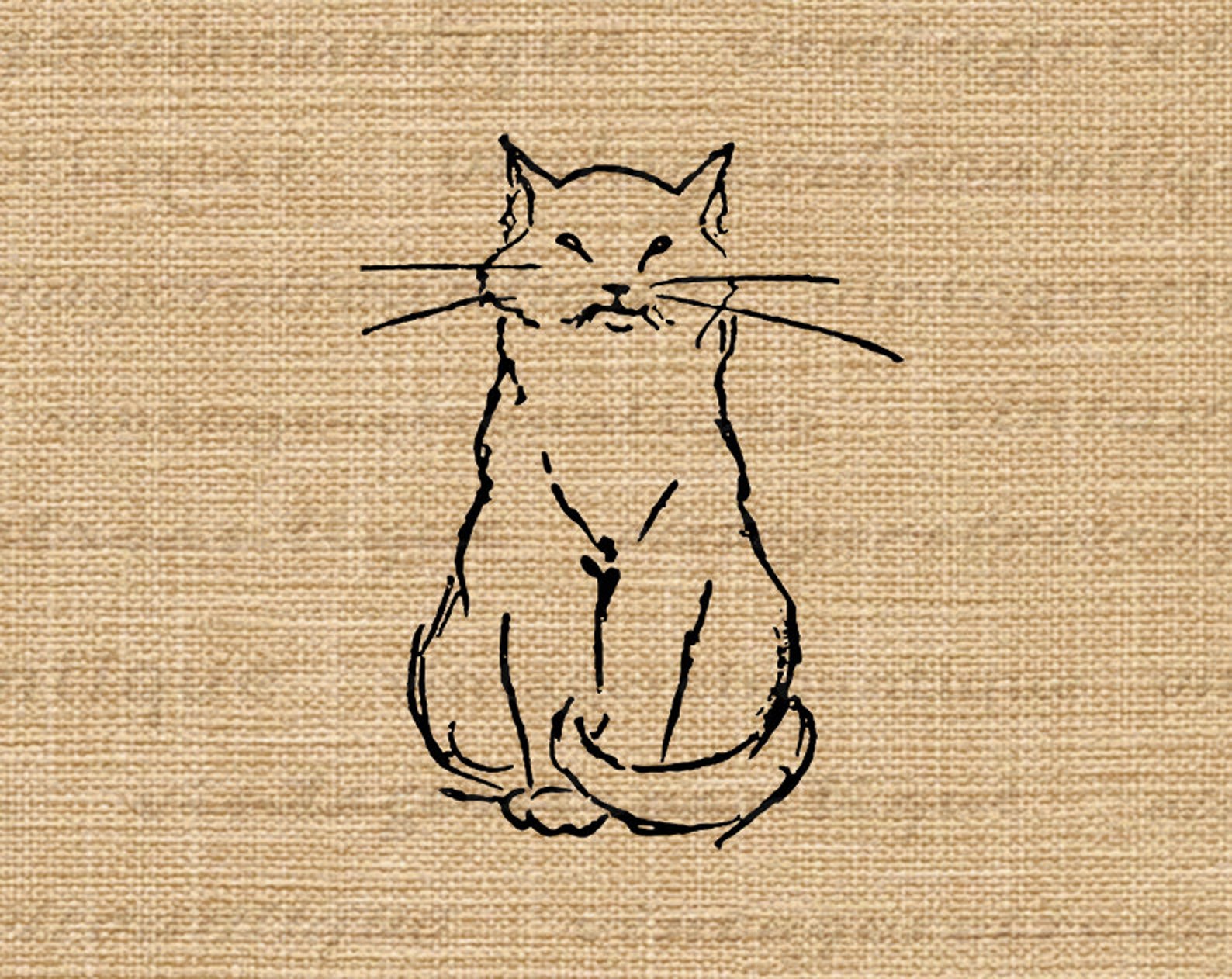 Printable Cat Graphic Kitten Digital Image Illustration Download Cute ...