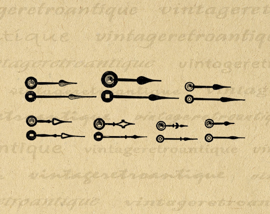 Digital Image Antique Clock Hands Set Graphic Printable Illustration ...
