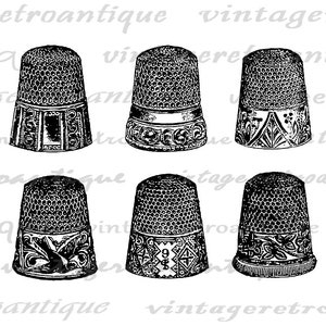 Set of Thimbles Digital Graphic Download Sewing Illustration Image ...