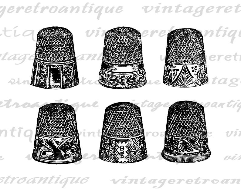 Set of Thimbles Digital Graphic Download Sewing Illustration Image ...