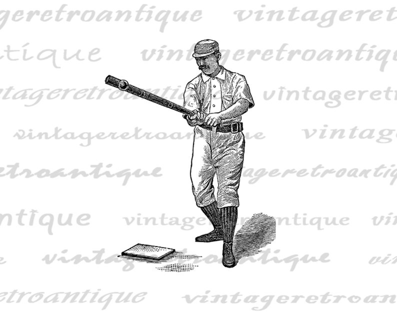 Old Fashioned Baseball Player Digital Image Printable Baseball Download ...