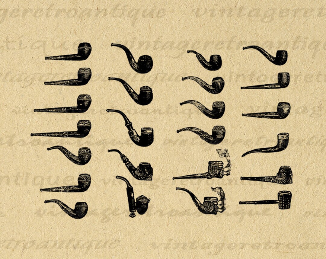 Printable Smoking Pipes Graphic Collection of Antique Pipes Digital ...