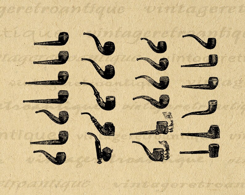 Printable Smoking Pipes Graphic Collection of Antique Pipes Digital ...