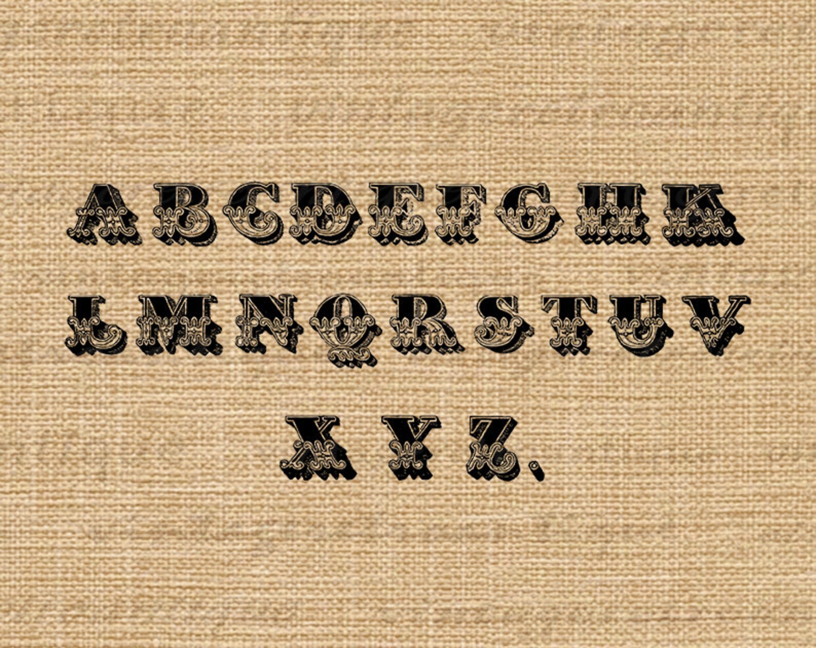 Western Style Alphabet Graphic Digital Printable Letters Collage Sheet ...